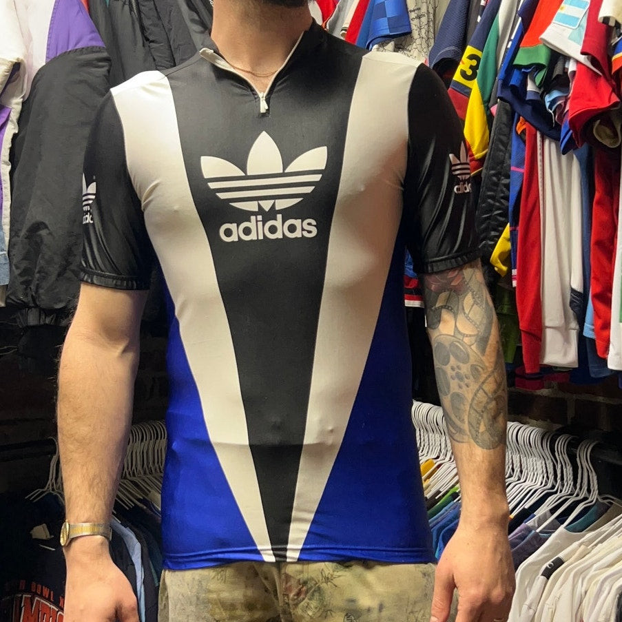 Adidas Cycling Jersey Big Trefoil Logo | Sz Large | Vtg 80s Adidas Cycling Jersey Big Trefoil Logo | Sz Large | Vtg 80s